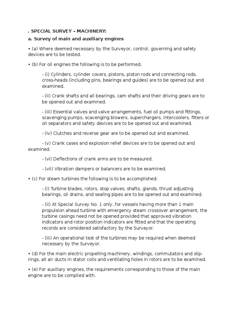 Machinery Special Survey Checklist | PDF