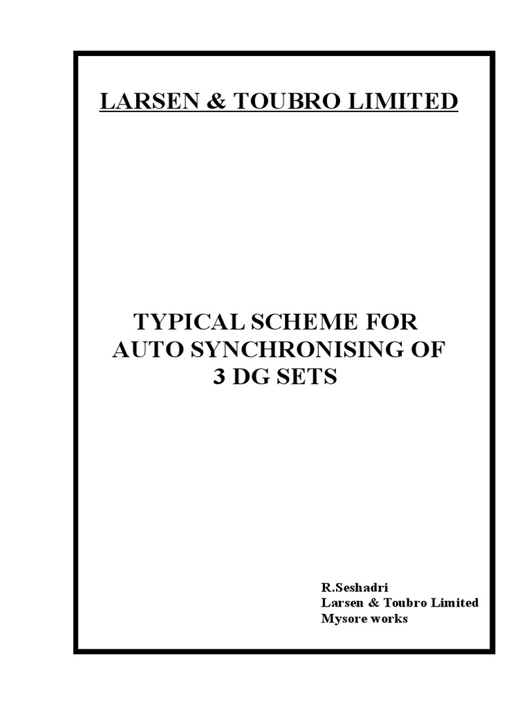 Auto Synchronizing 3 DG Sets | PDF | Relay | Switch
