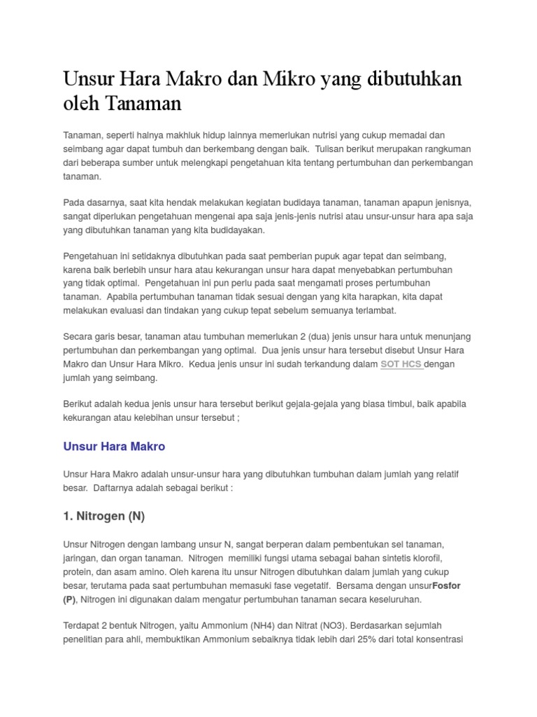Unsur Hara Makro Dan Mikro | PDF