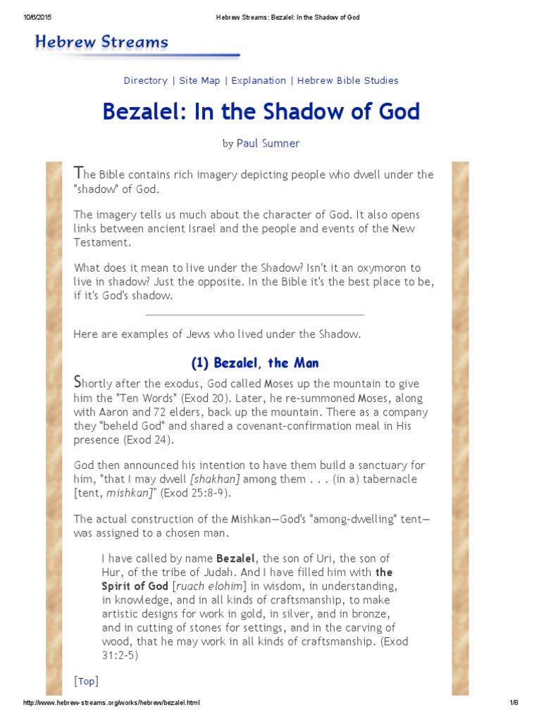 Bezalel: Shadow of God in the Bible | PDF | Tabernacle | Genesis ...