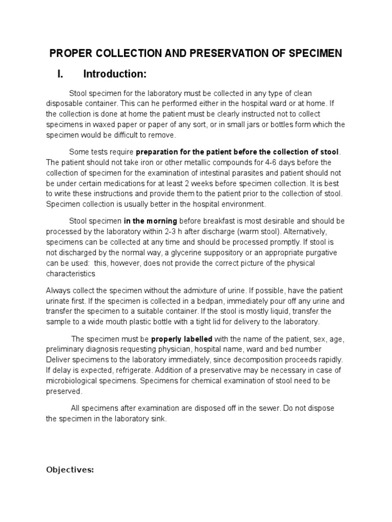 Proper Stool Specimen Collection Guide | PDF | Human Feces | Diseases ...