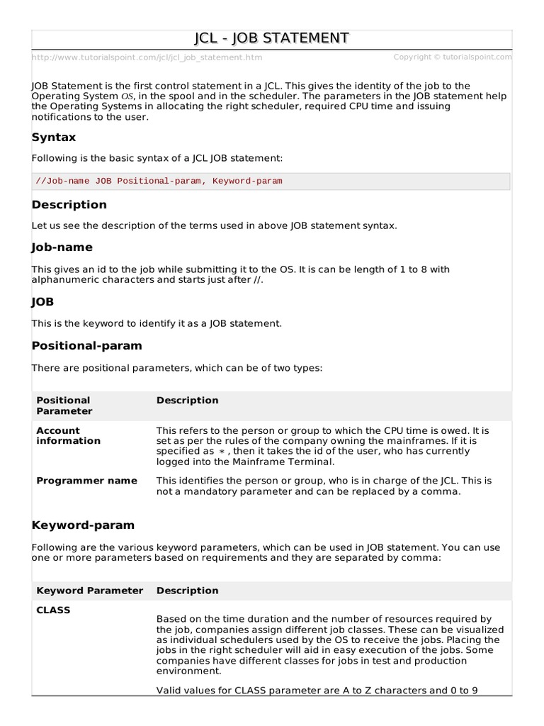 JCL Job Statement PDF | PDF | System Software | Computer Architecture