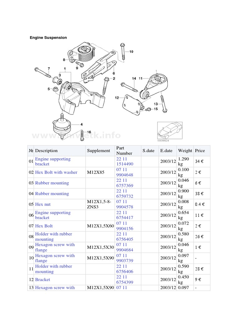 Mini R50 Engine Bay Parts List | PDF