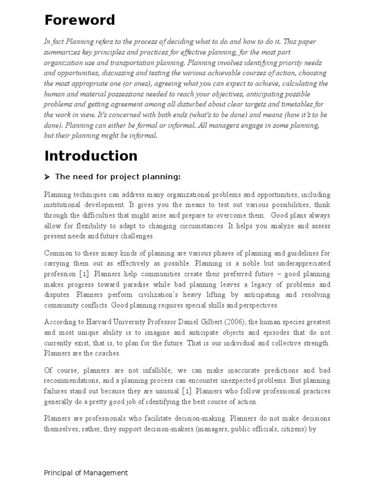 Project On Planning Process | PDF | Strategic Planning | Goal