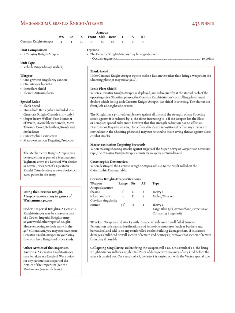 Cerastus Knight Atrapos | PDF | Military Equipment | Unrest