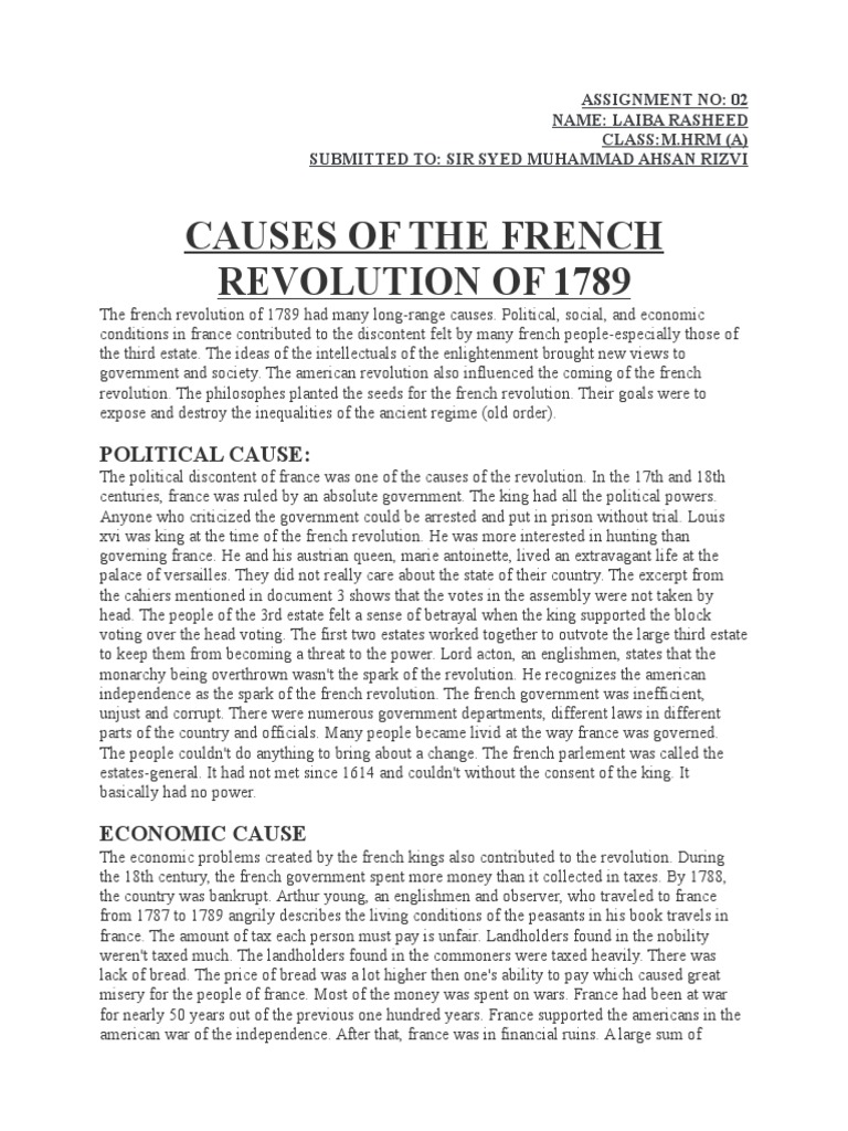 Assignment 2 | PDF | French Revolution | Taxes