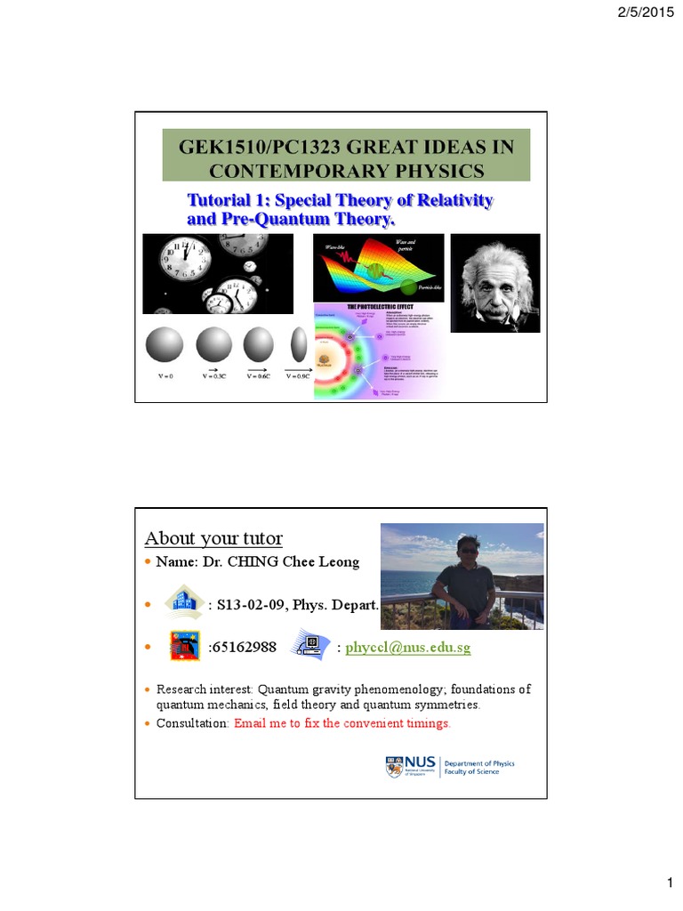GEK1510AY1415S2 (Tut1 Suggested Solution) | PDF | Photon | Photoelectric Effect