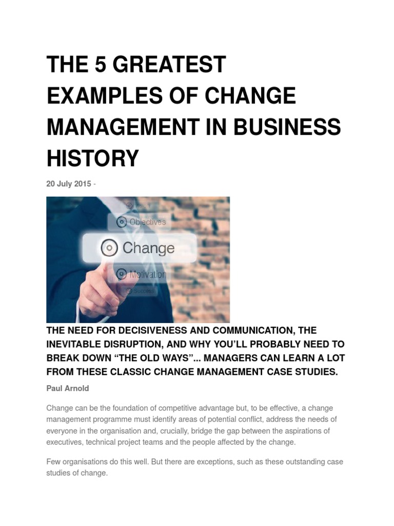 The 5 Greatest Examples of Change Management in Business History | PDF ...
