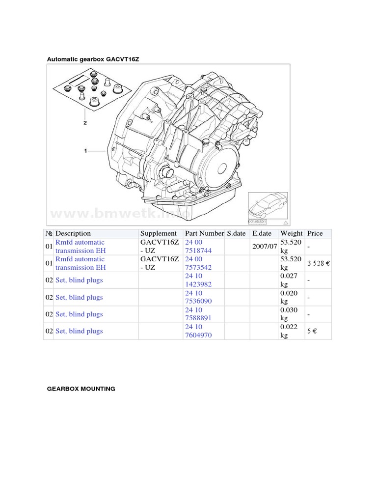 Mini R50 Automatic Transmission | PDF