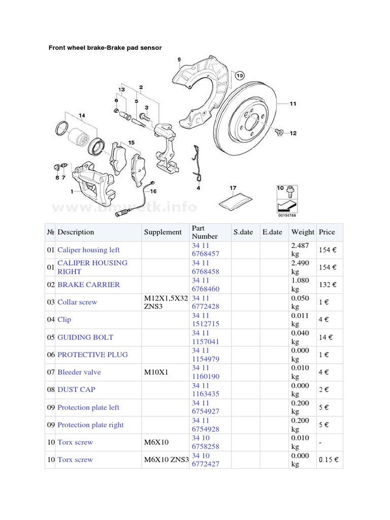 Mini Cooper R50 Brake Parts Overview | PDF | Screw | Vehicle Parts