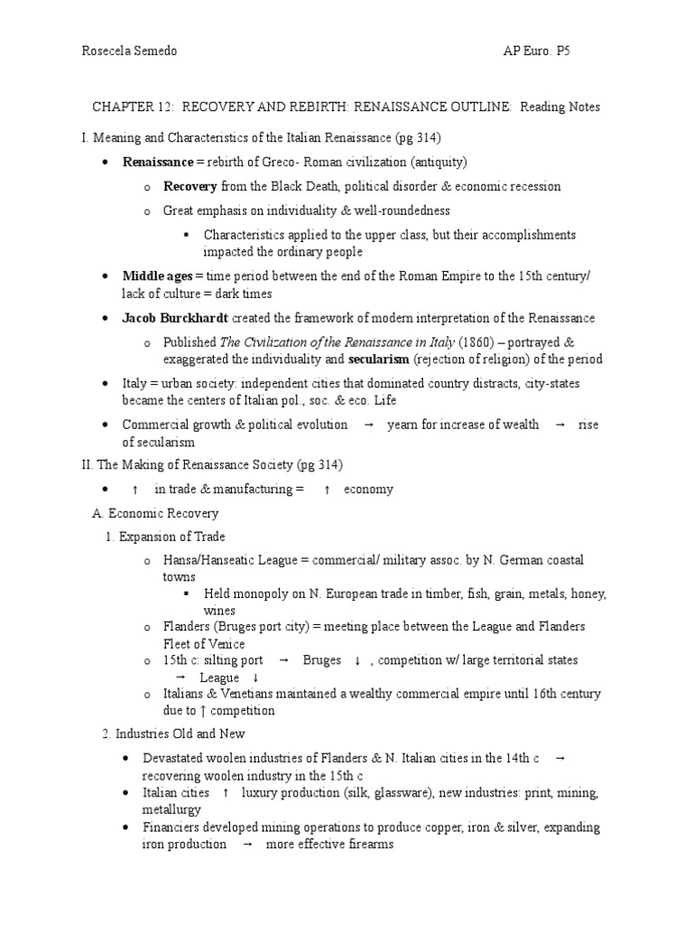 Chapter 12 AP EURO WESTERN CIVILIZATION | PDF | Renaissance | Humanism
