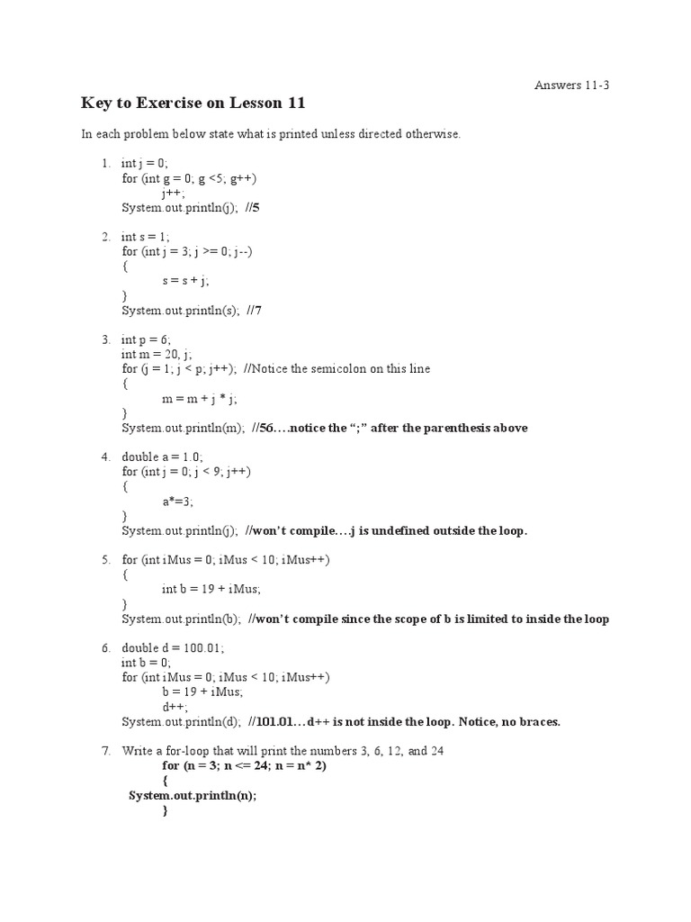 Lesson 11 Exercises Answer Key | PDF | Teaching Methods & Materials