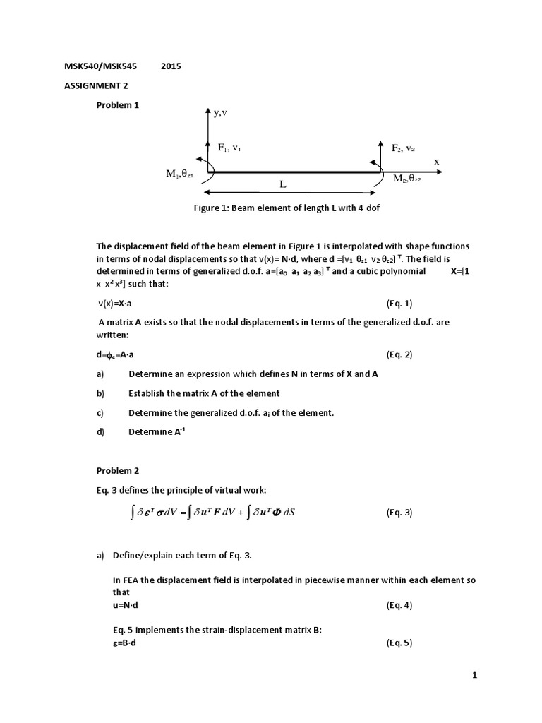 Finite Element Method Assignment Example Pdf Finite Element Method Stiffness