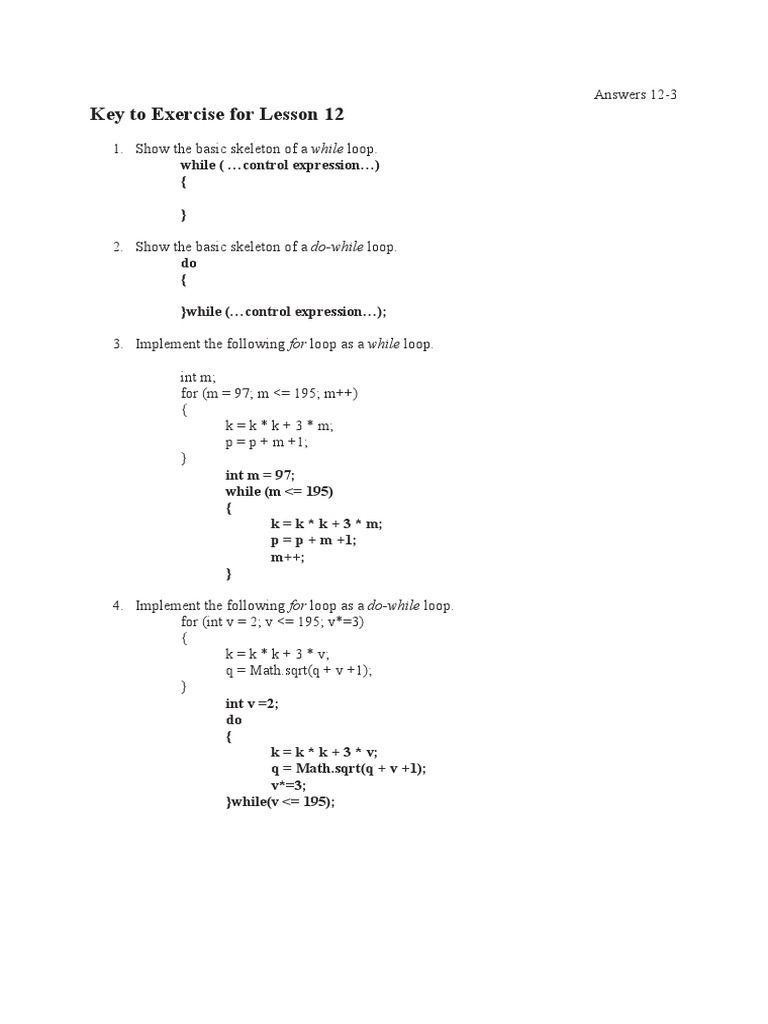 Lesson 12 Code Answers and Key | PDF
