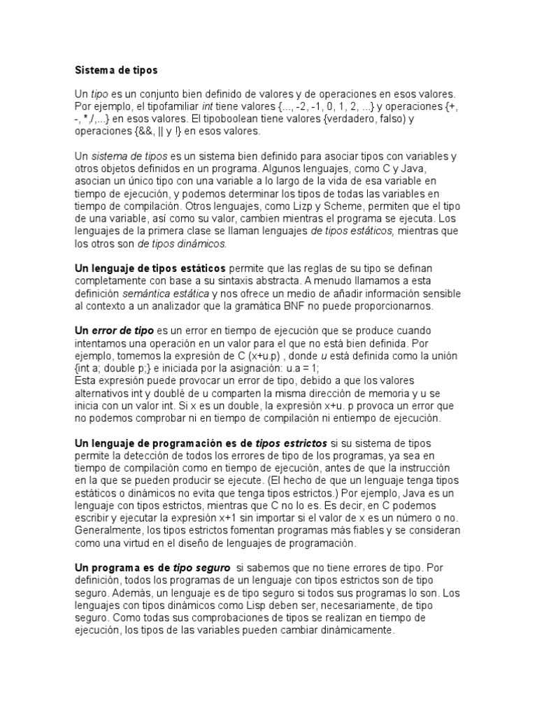Tipos de Datos y Sistemas de Tipado | PDF | Lenguaje de programación ...