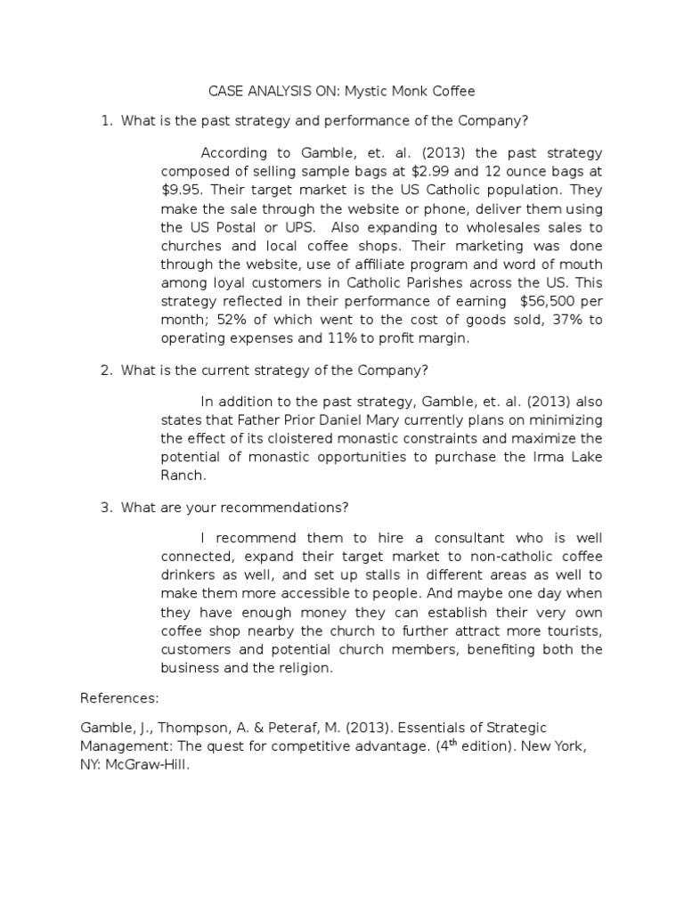 STRATMA - Case Analysis - Mystic Monk Coffee | PDF