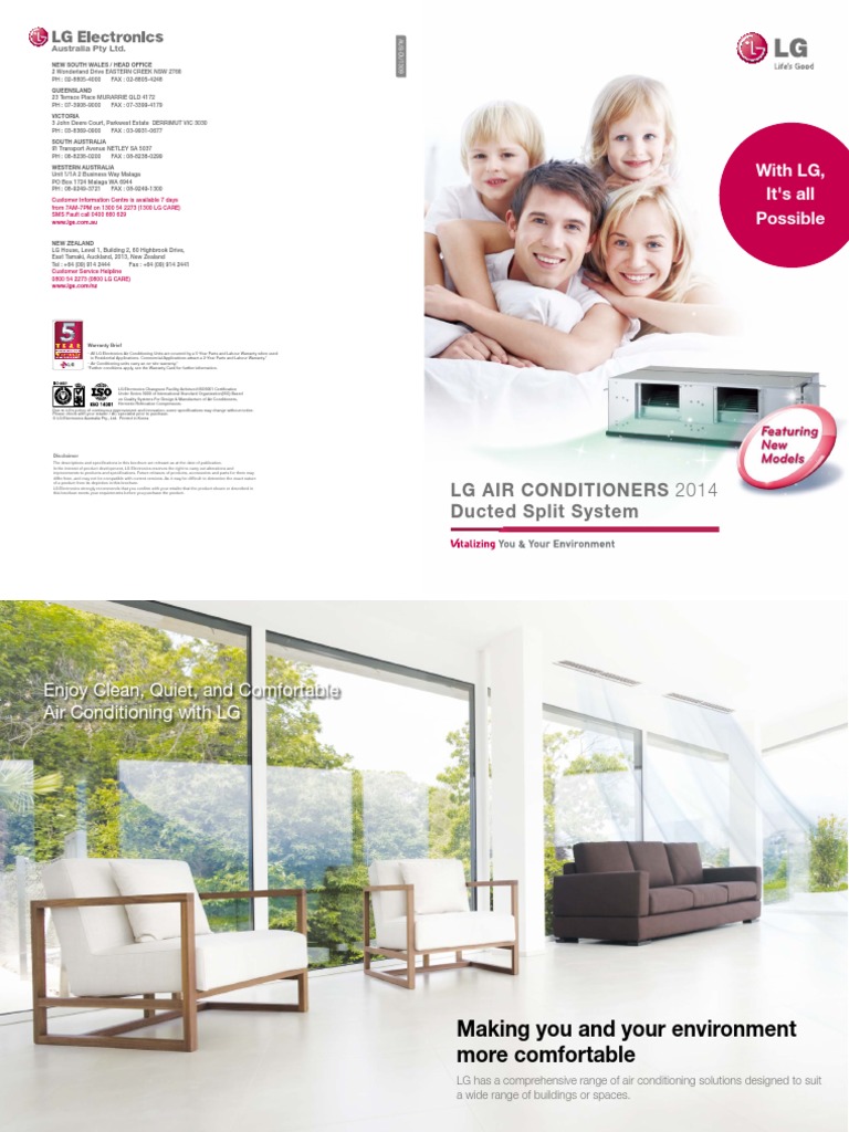LG Ducted AC Brochure 2013 14 | PDF | Air Conditioning | Mechanical Fan