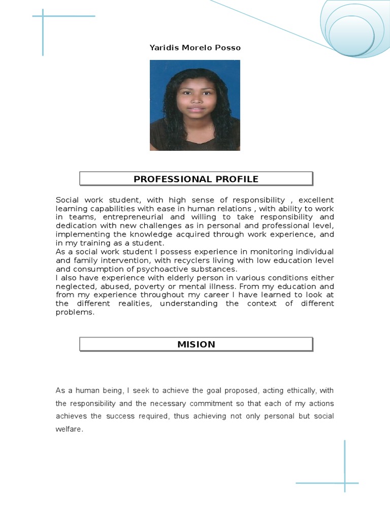 Social Work Student Profile | PDF | Career & Growth | Wellness