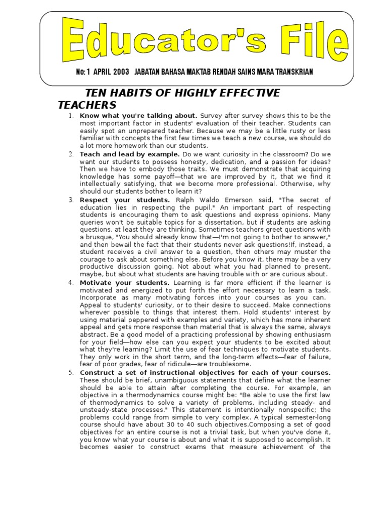 Educators File Year 2003 | PDF | Learning Styles | Learning