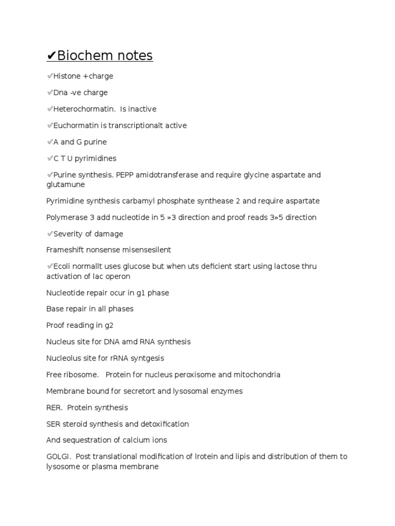 Biochem Notes | PDF | Biosynthesis | Cell Nucleus