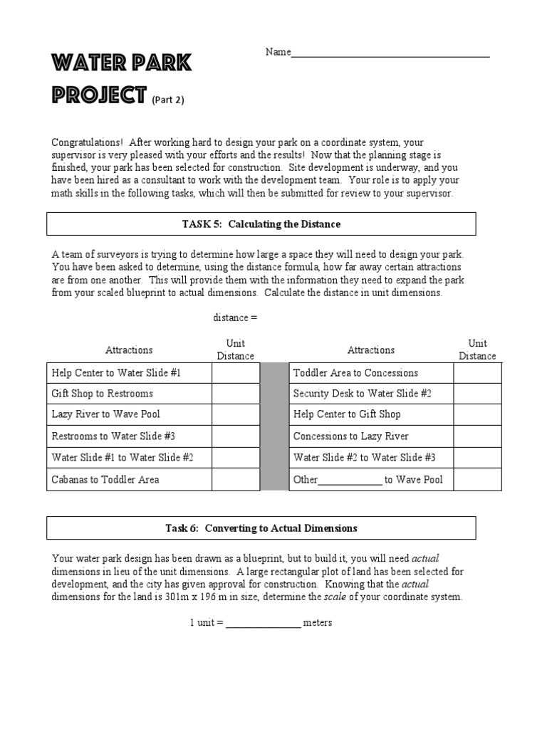 Water Park Project Part 2 | PDF | Equations | Geometry
