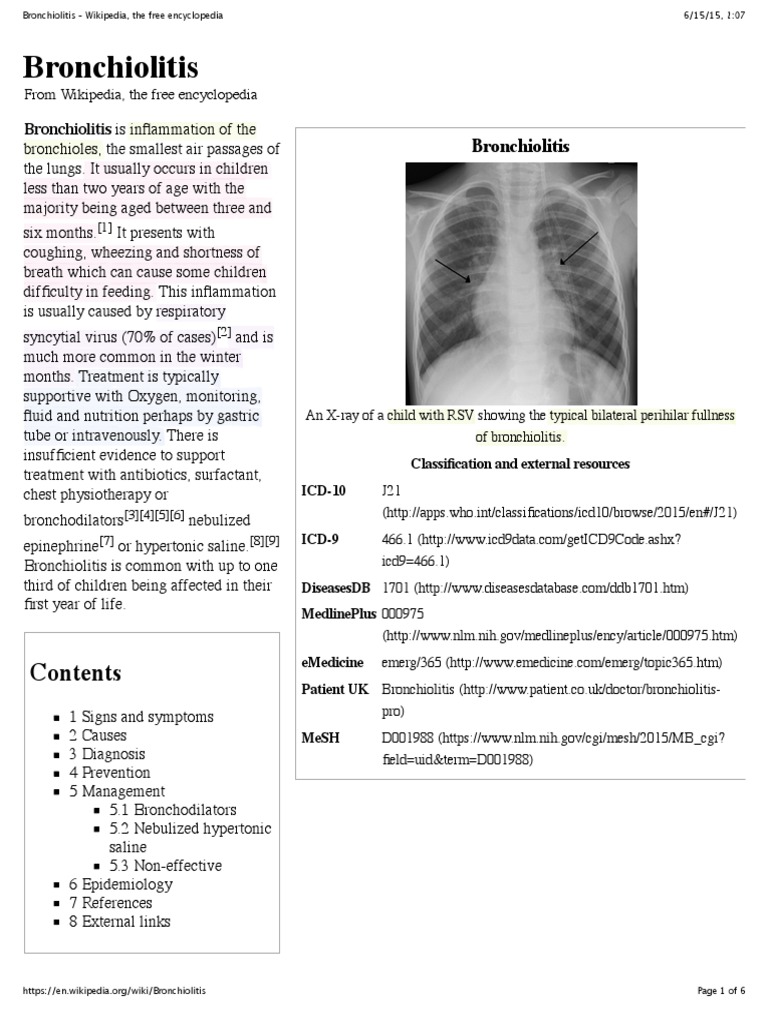 Wikipedia - Bronchiolitis (CHECKED) | PDF | Epidemiology | Clinical ...