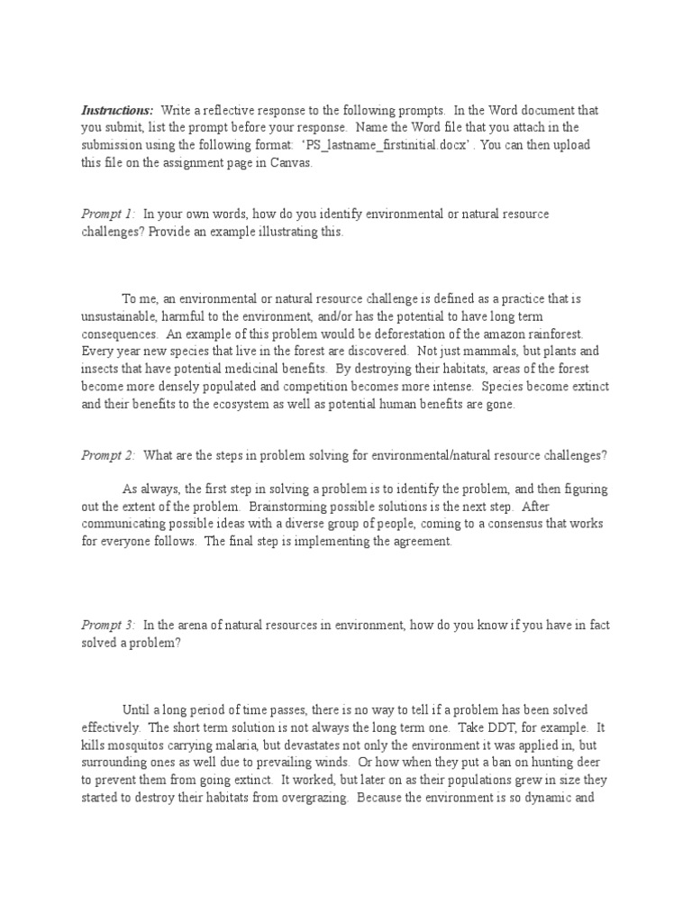 Reflective Response on Environmental Challenges | PDF