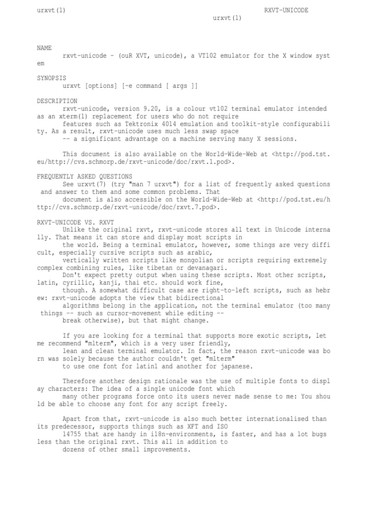 Urxvt | PDF | Command Line Interface | Typefaces