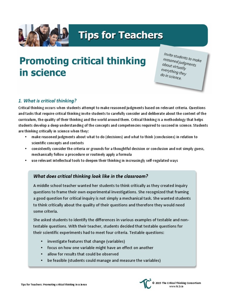 Enhancing Critical Thinking in Science | PDF | Critical Thinking | Thought