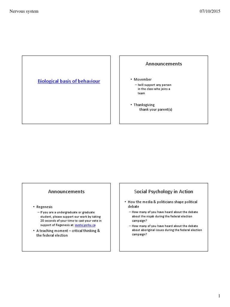 Lecture #4 - Biology of Behaviour | PDF | Neurotransmitter | Chemical ...