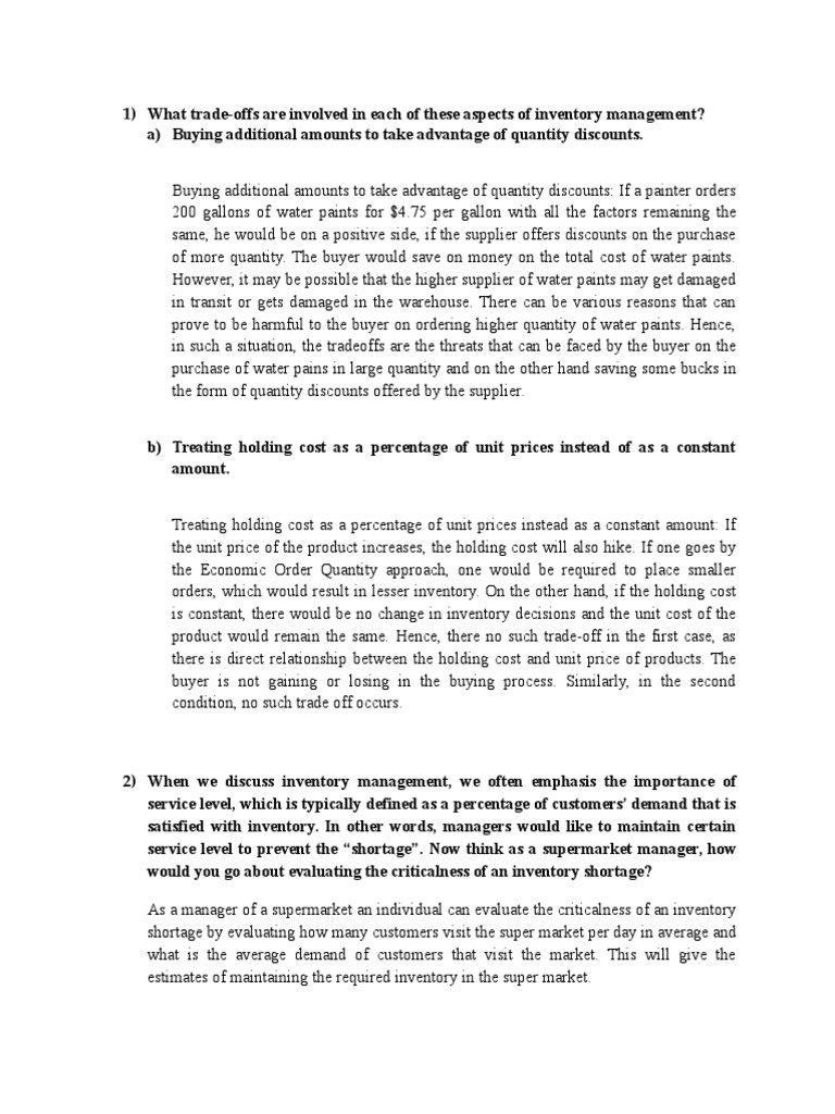 Evaluating Inventory Management Trade-Offs in Purchasing Quantity ...