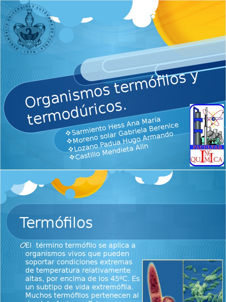 Termófilos y termodúricos.pptx | Microbiología | Ciencias de la tierra ...
