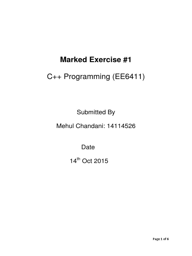 Marked Exercise C++ - 14114526 | PDF | Subroutine | Computer Program