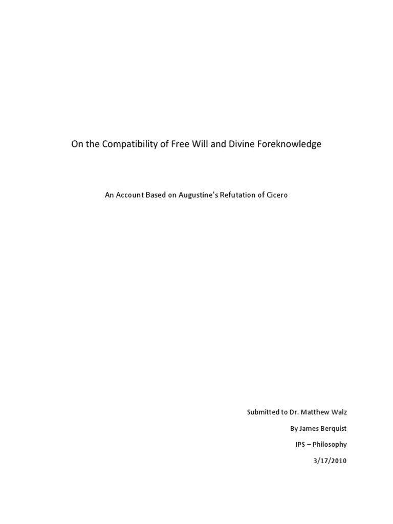Divine Foreknowledge and Free Will | PDF | Free Will | Omniscience