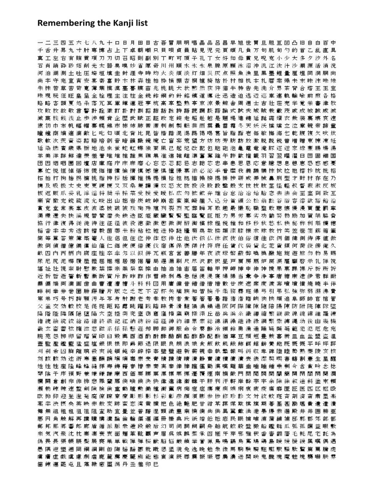 Remembering The Kanji Chart | PDF