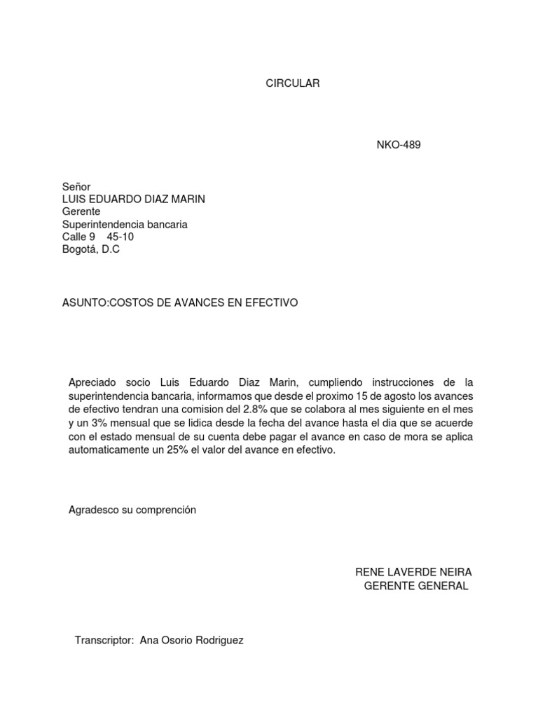 Carta Circular | PDF