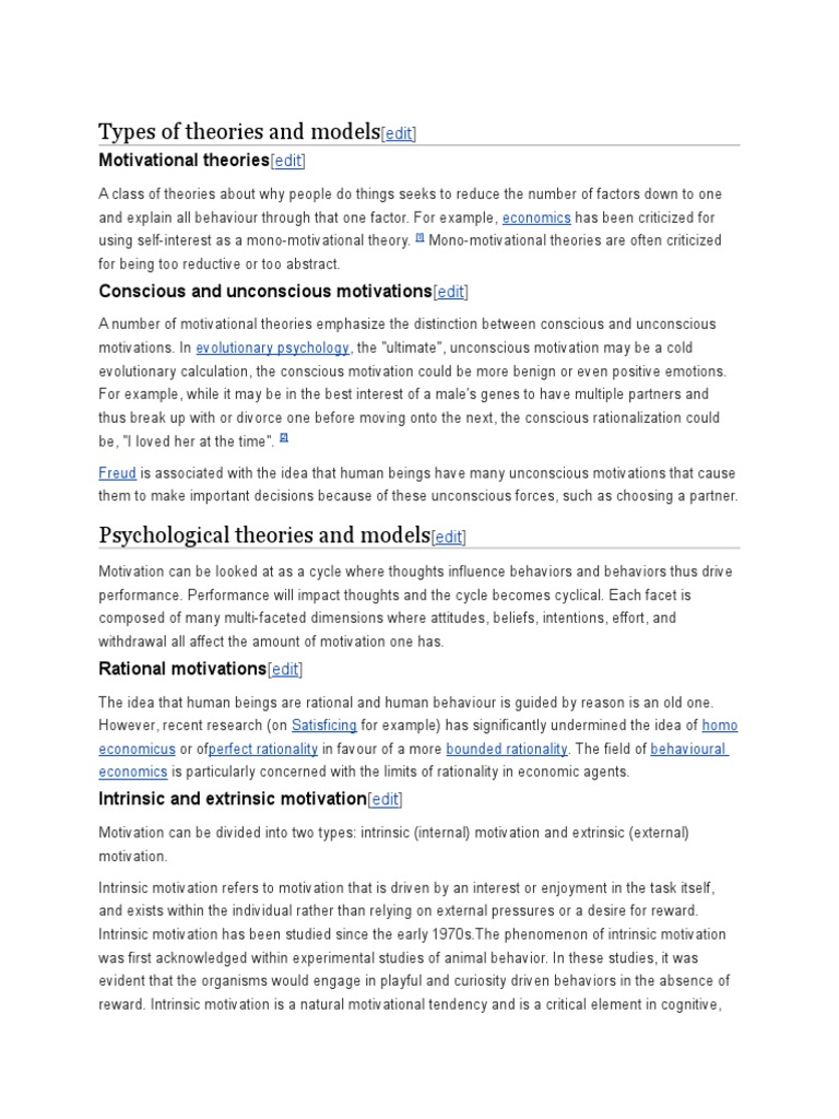 Types of Theories and Models | PDF | Motivation | Motivational