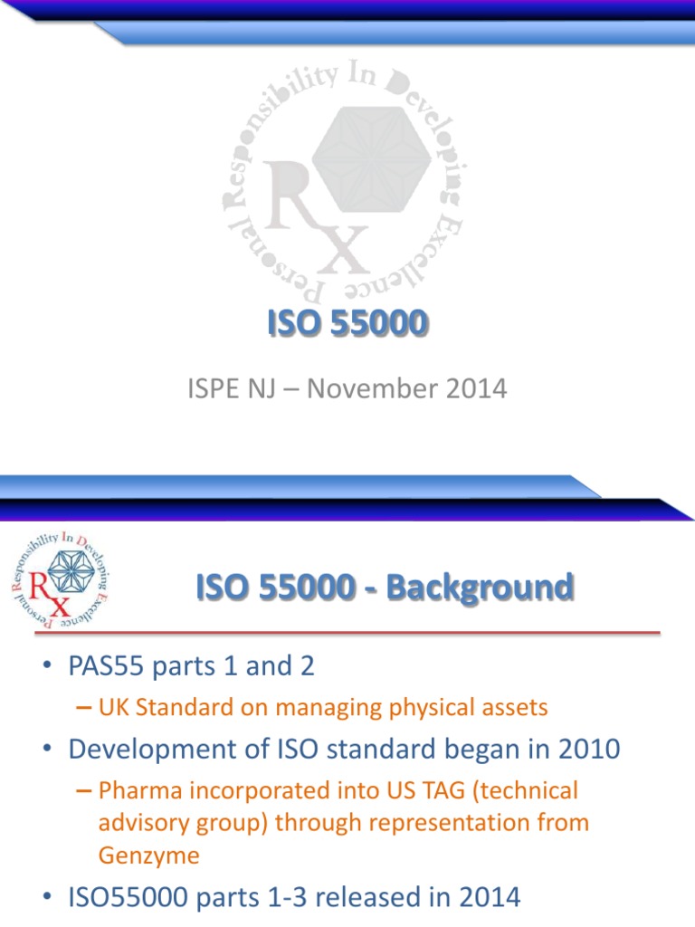 ISO 55000 Presentation - IsPE New Jersey Chapter | Asset Management ...