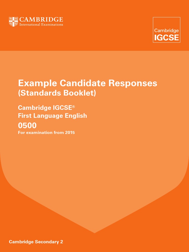 0500 First Language English Example Candidate Responses Booklet | PDF ...