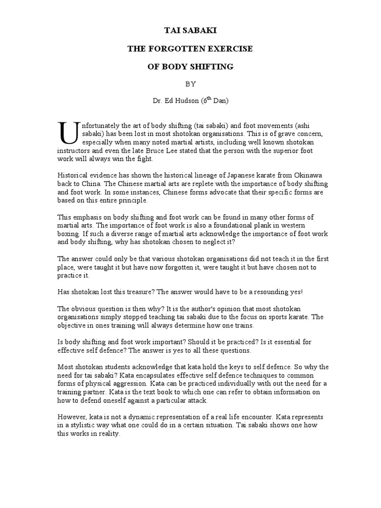 Tai Sabaki | PDF | Shotokan | Karate