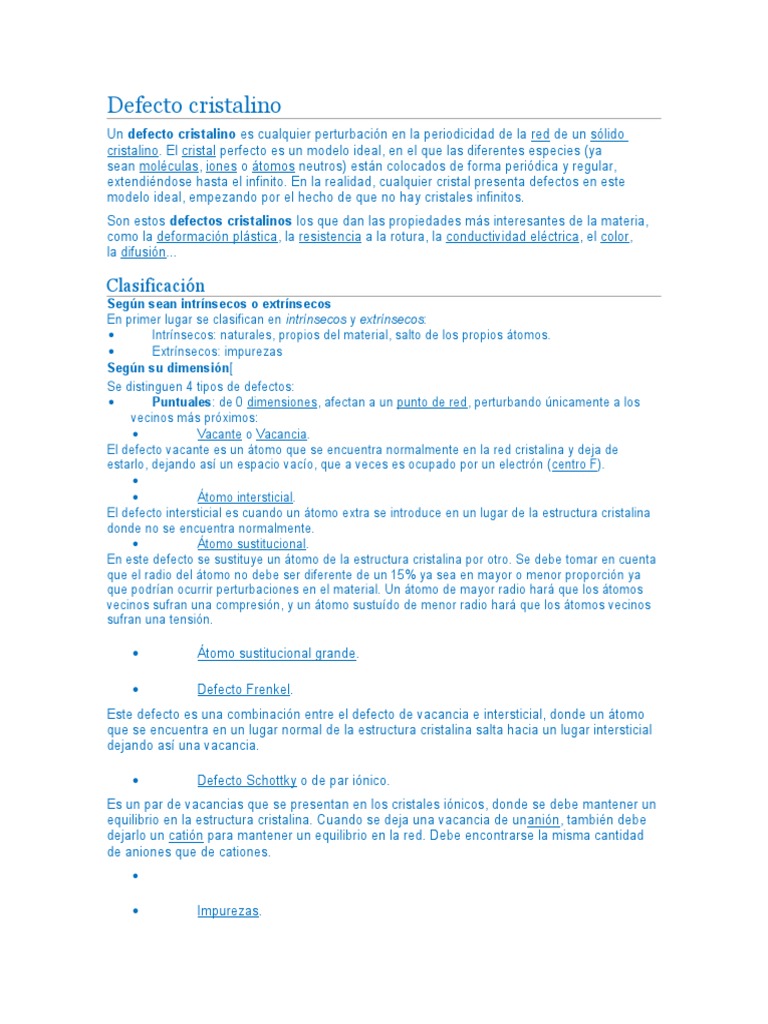 Defectos Puntuales | PDF | Defecto cristalográfico | Ciencia de los ...