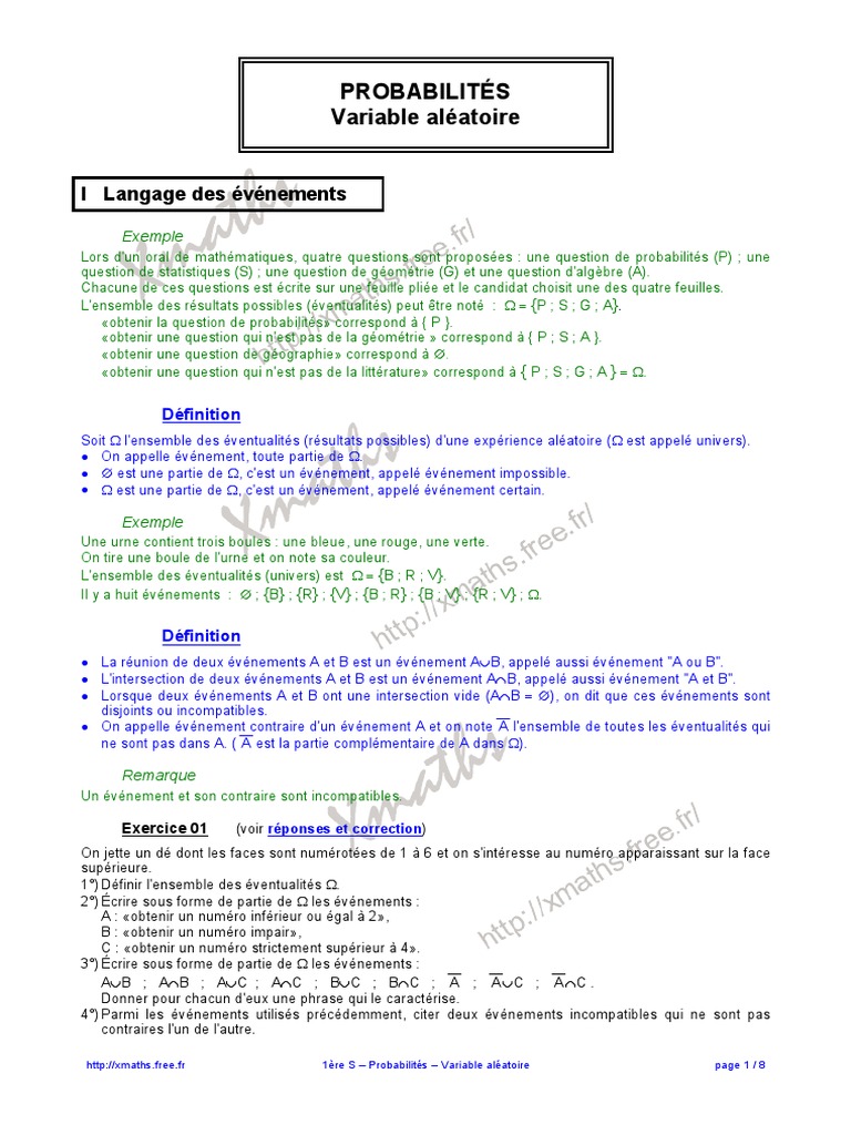 Probabilité | PDF | Espérance mathématique | Théorie des probabilités