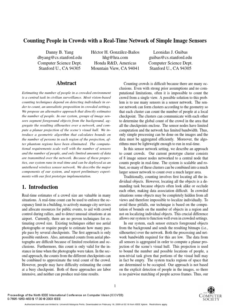Counting People in Crowds With A Real-Time Network of Simple Image ...