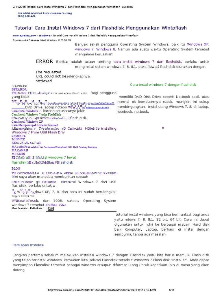 Tutorial Cara Instal Windows 7 Dari Flashdisk Menggunakan Wintoflash ...
