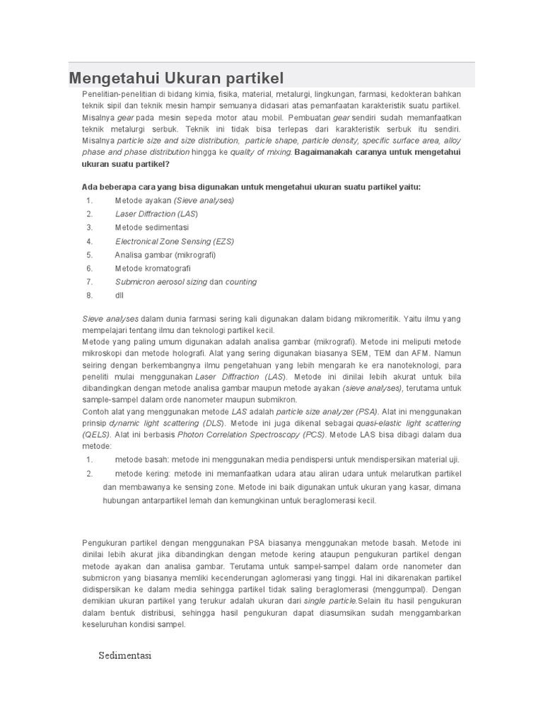Ukuran Partikel | PDF