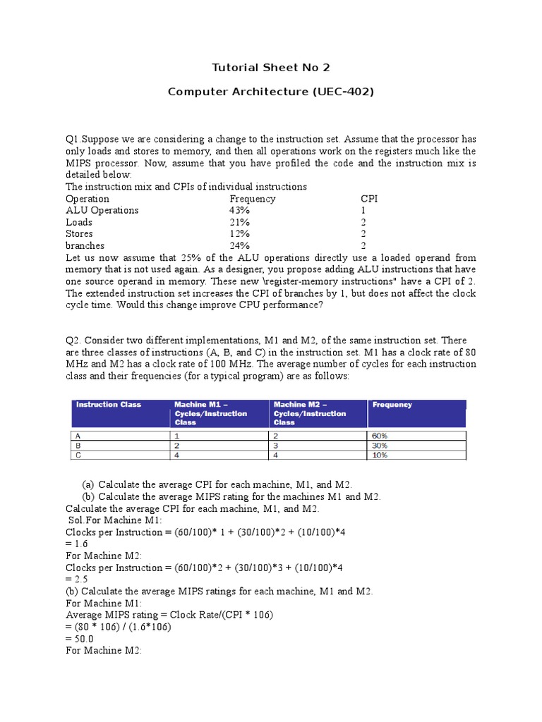 TUT2 | PDF | Instruction Set | Central Processing Unit