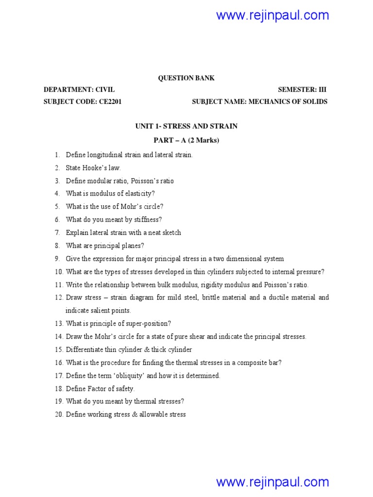 Mechanics of Solids | PDF | Bending | Stress (Mechanics)