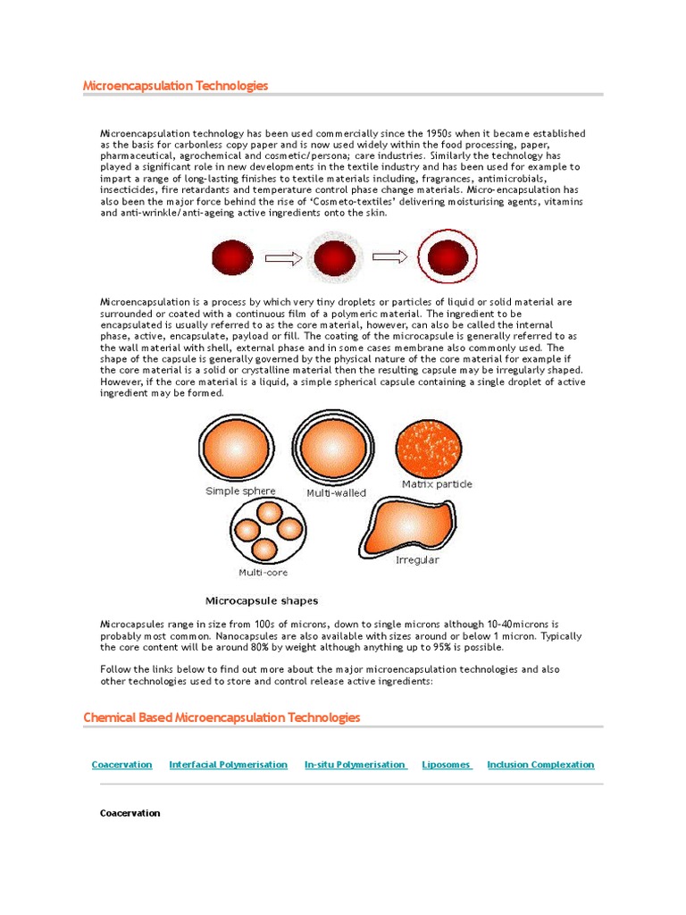 Microencapsulation Technologies | PDF | Gel | Chemistry