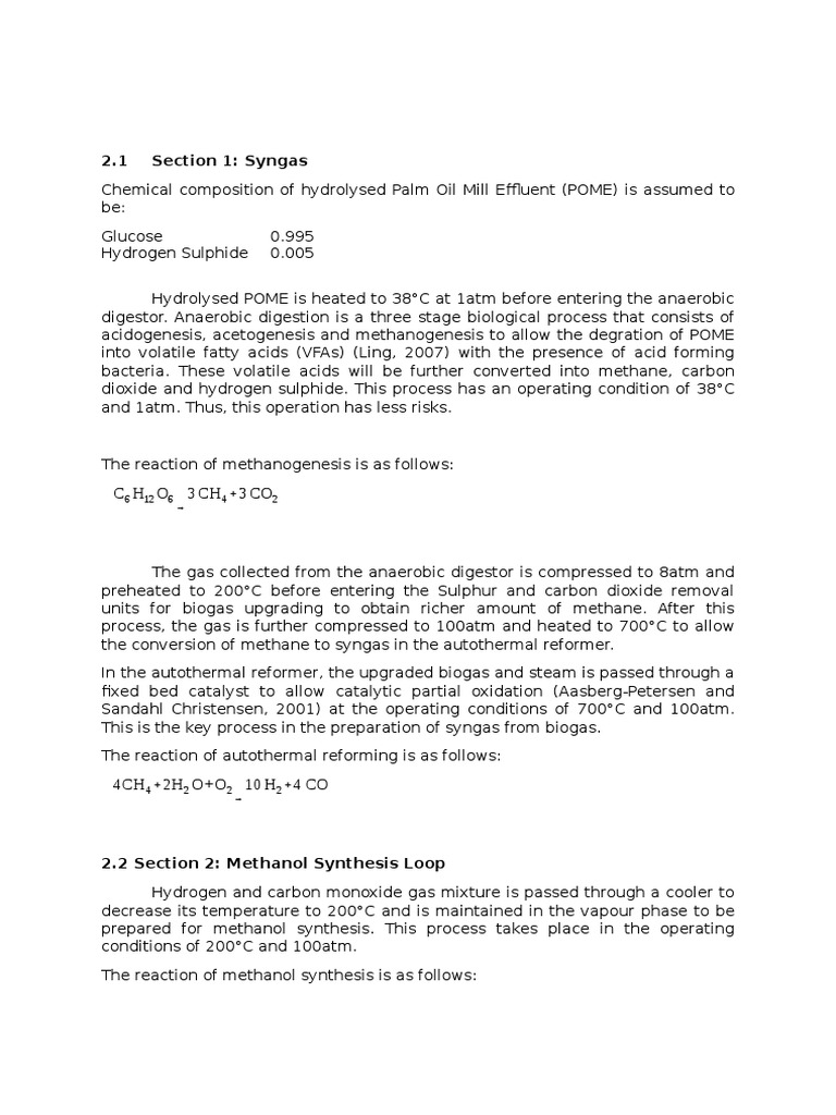 Methanol Synthesis From Syngas | PDF | Methanol | Anaerobic Digestion