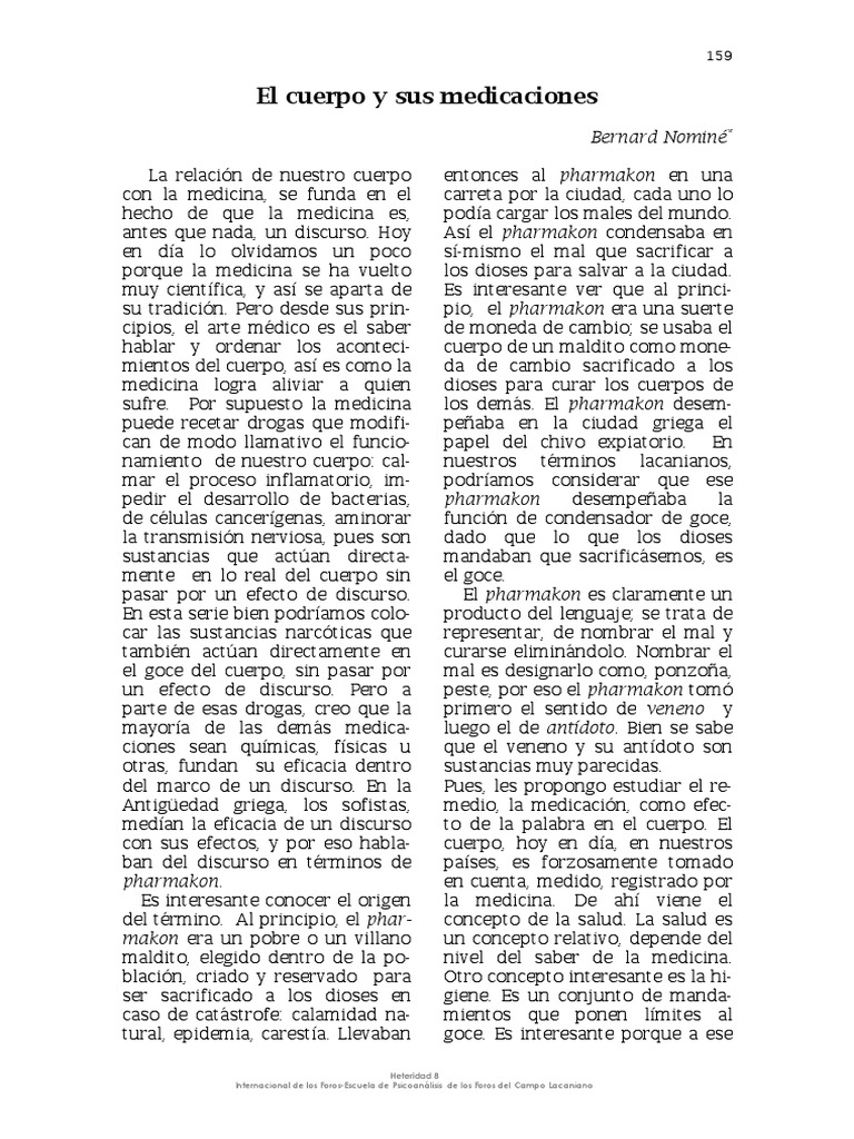 El Cuerpo y Sus Medicaciones - H8 | PDF